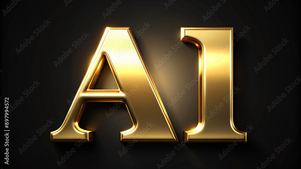 Golden font with reflective metallic finish on a black background, with ...