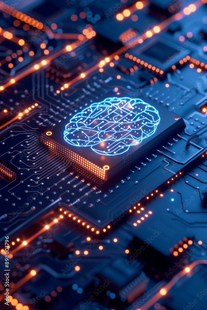 A high-tech microchip with circuits intricately forming the shape of a ...