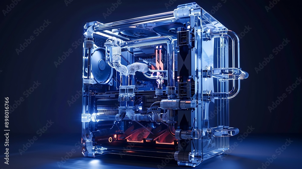Liquid cooling system with RGB lit water block and dual fan radiator in ...