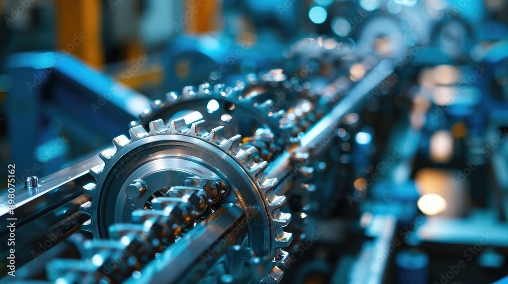 Conveyor Belt Gear Chain Drive Shaft in Manufacturing Process Stock ...