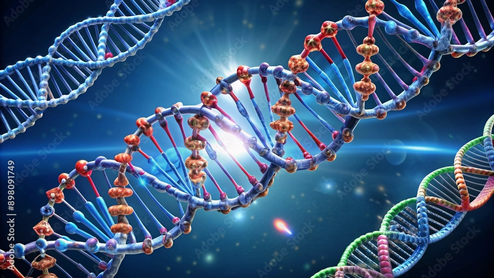 A detailed diagram of the DNA replication process, showing the ...
