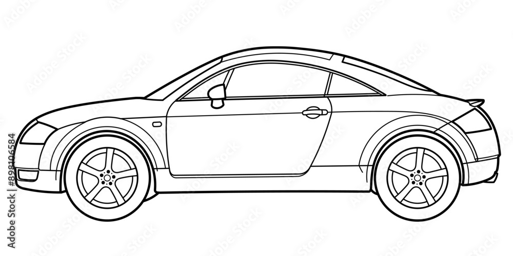 Ivano-Frankivsk, Ukraine - 25 July 2024: Outline drawing of a Audi TT ...