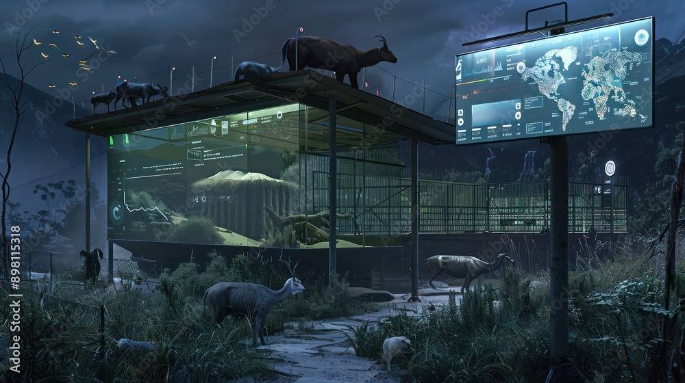 digital wildlife monitoring station where conservationists track animal ...