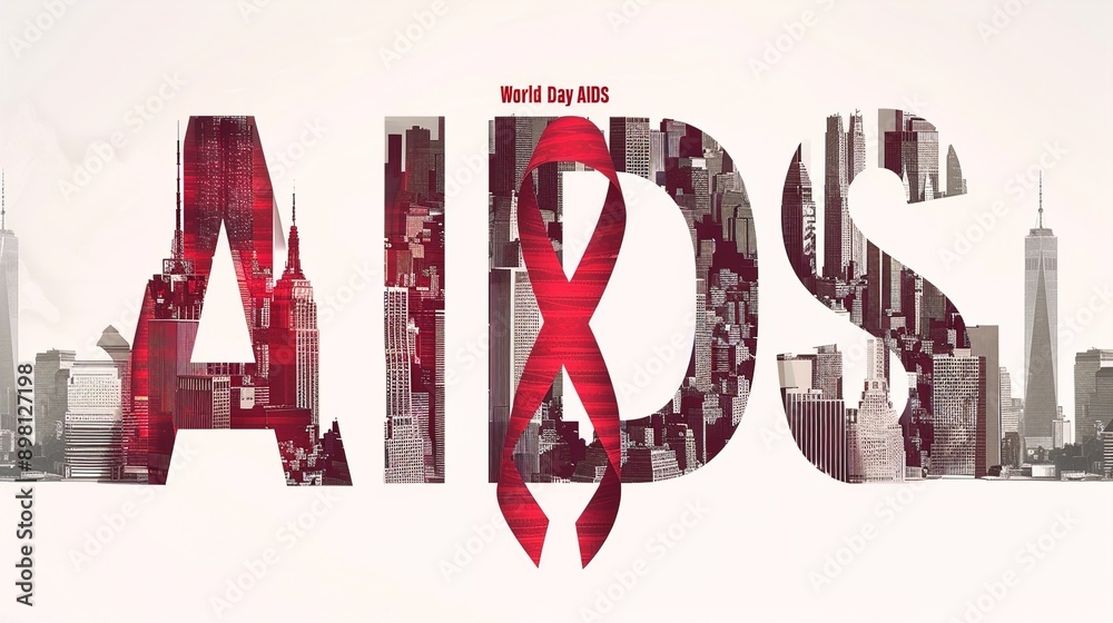 Design for World AIDS Day banner, the red ribbon is a sign of unity ...