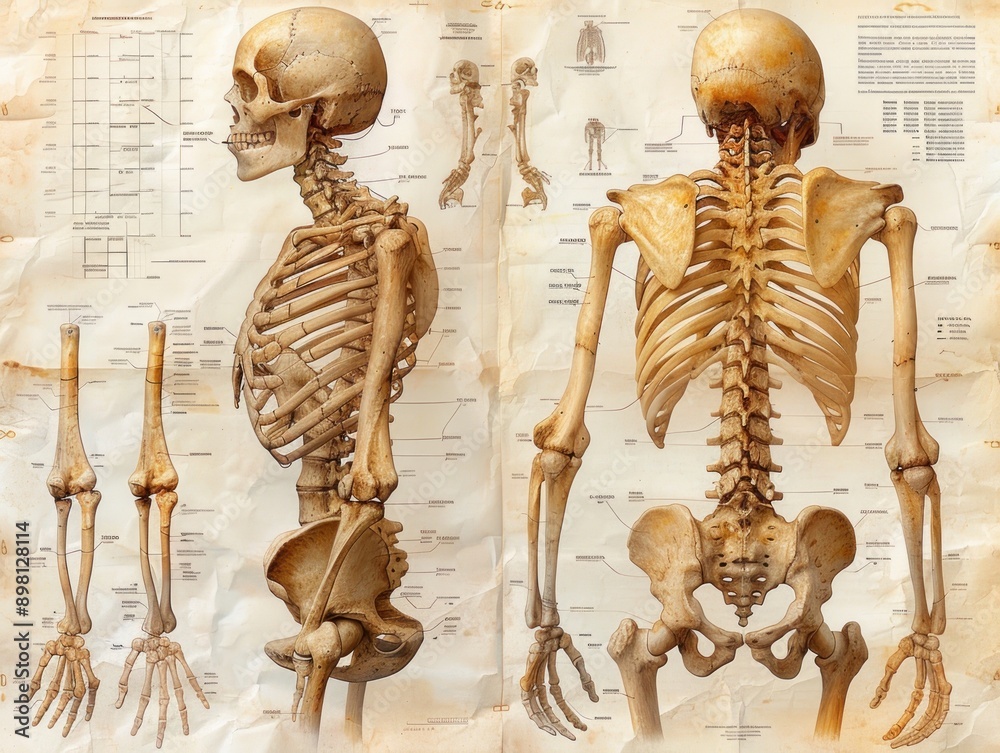 Detailed, diagram of the human skeletal system By Generated AI Stock ...