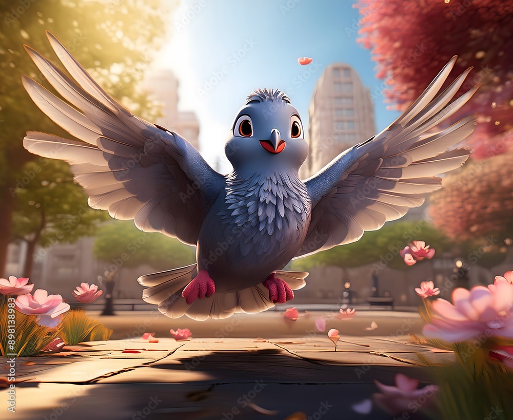 cartoon pigeon with a cute and friendly style Stock Illustration ...
