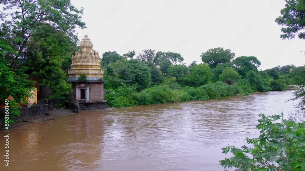 26 July 2024, Saswad, India, Sangameshwar (Lord Shiva) Temple in Rainy ...