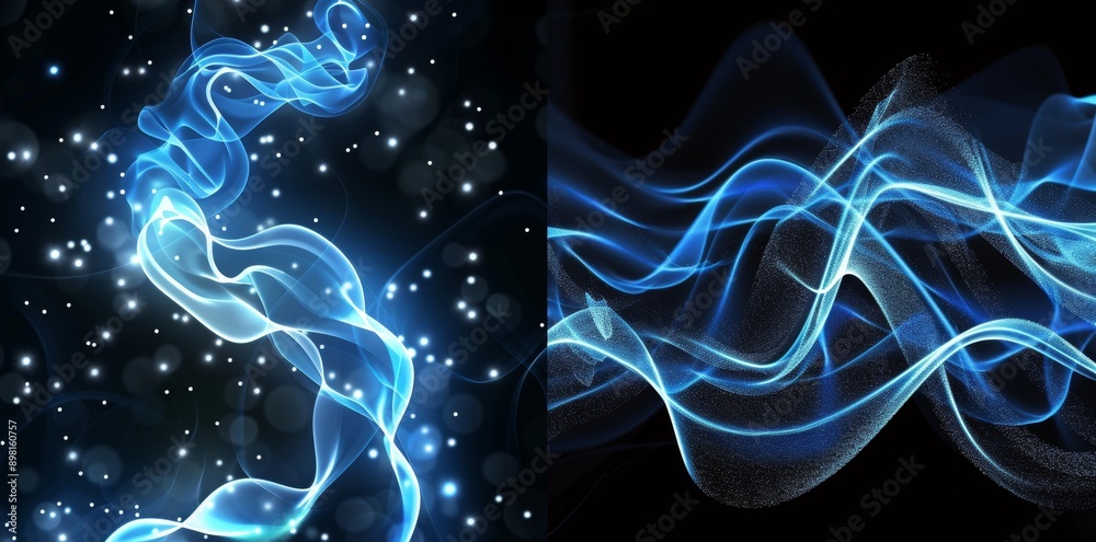 A magical blue smoke overlay, an abstract energy swirl visual, magic ...