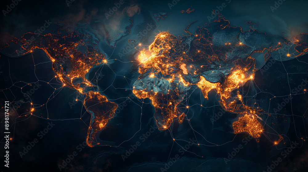 A detailed and vibrant representation of a world map, focusing on ...