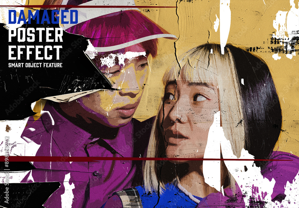 Damaged Poster Effect with Generative AI Stock Template | Adobe Stock