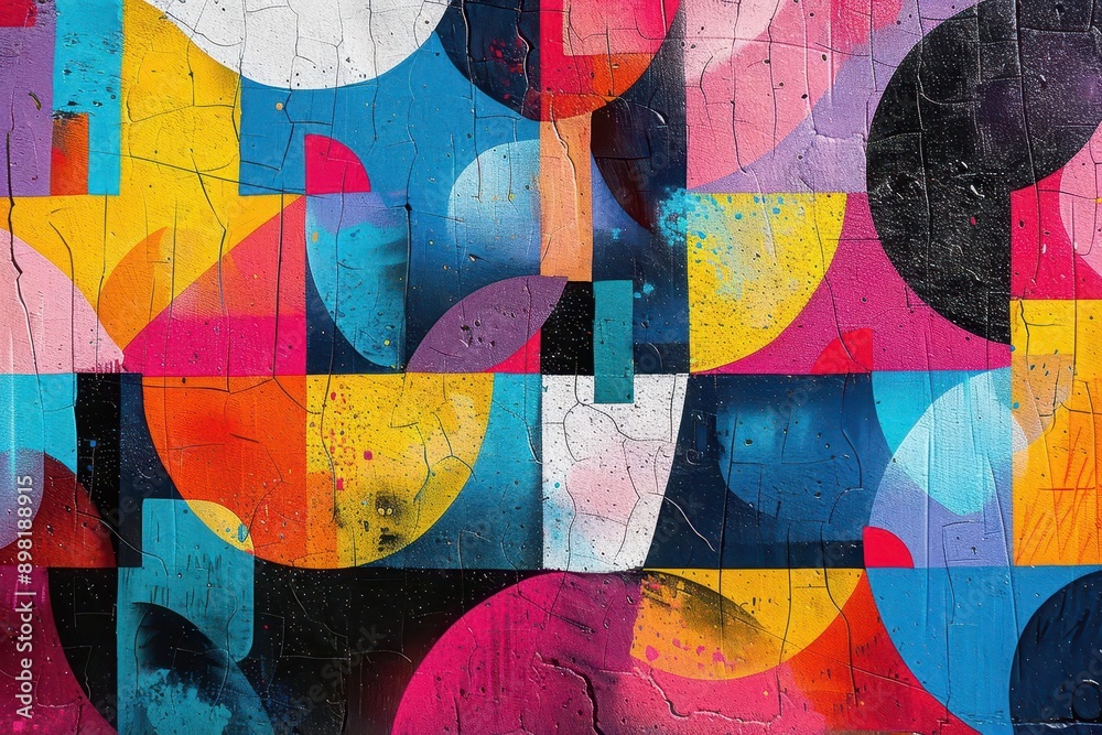 vibrant street art mural bold graffiti style with dynamic colors and ...