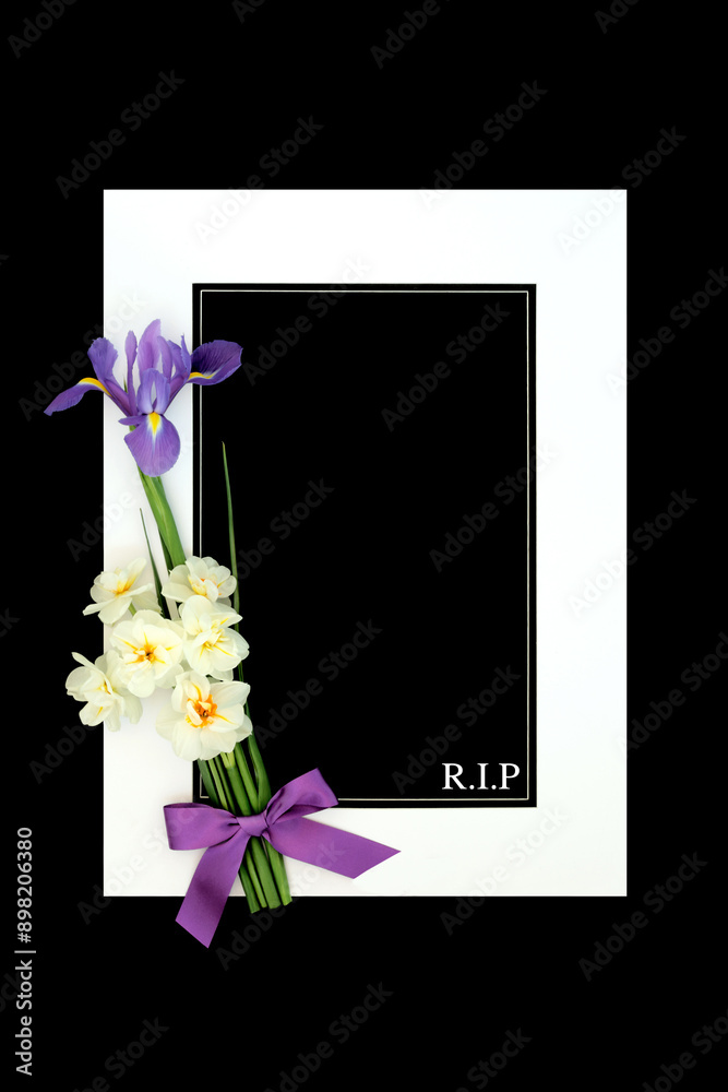 Rest in Peace in loving memory memorial background with flowers with ...