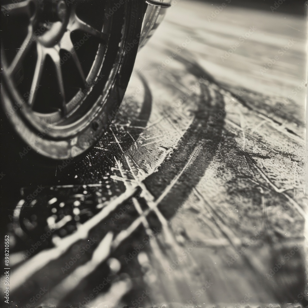 A close-up image of a drift car front wheel, showing the precision and ...
