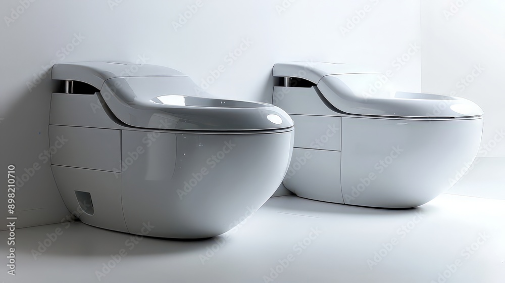Display a modern toilet equipped with an integrated bidet feature, set ...