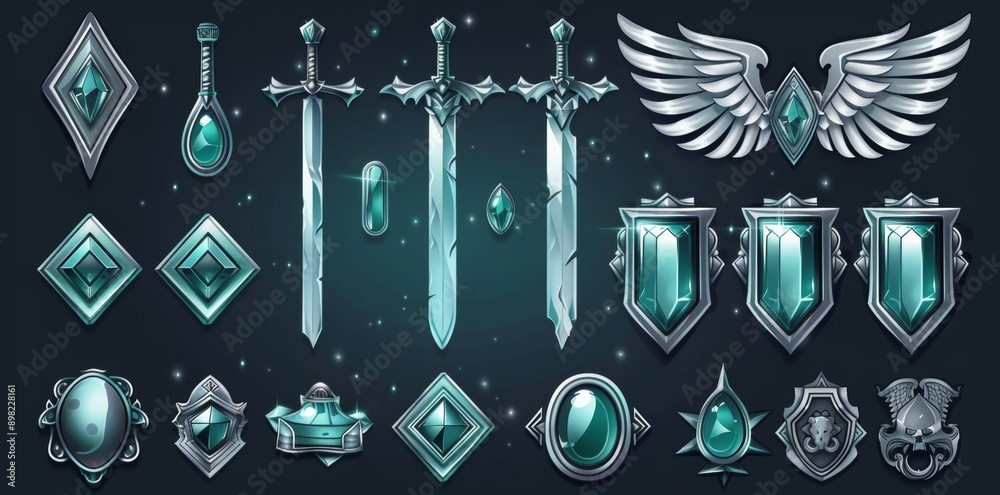 The stone UI game frame set, the rock cracked modern button kit, the ...