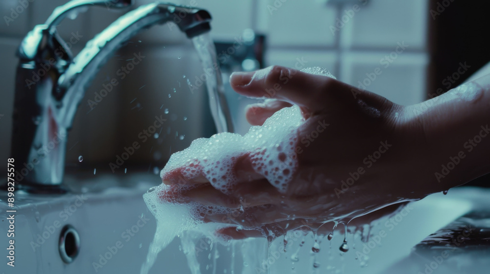 World Hand Washing Day. They wash their hands with soap in the bathroom ...