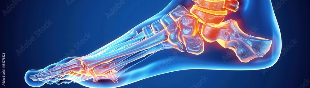 3D X-Ray Illustration of Foot Highlighting Bone Structure and Skeletal ...