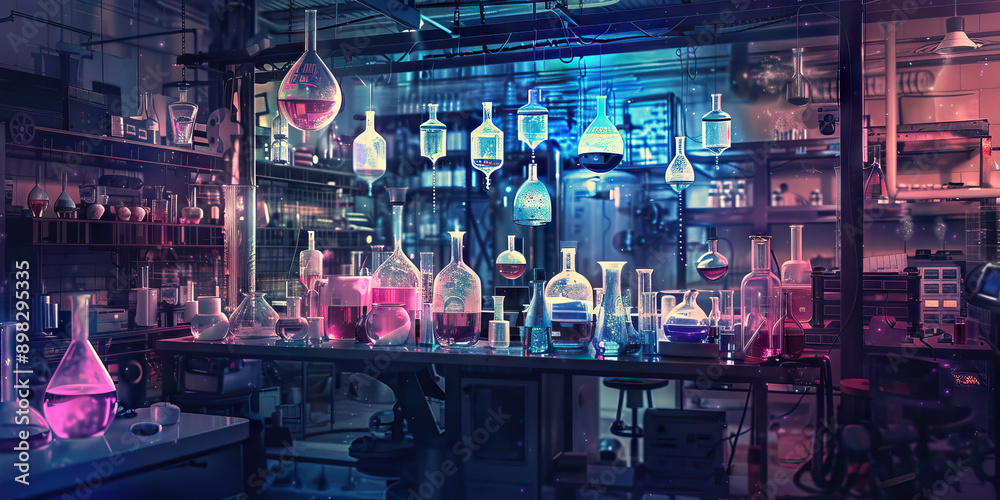 Quantum Leap: A futuristic laboratory filled with beakers, test tubes ...