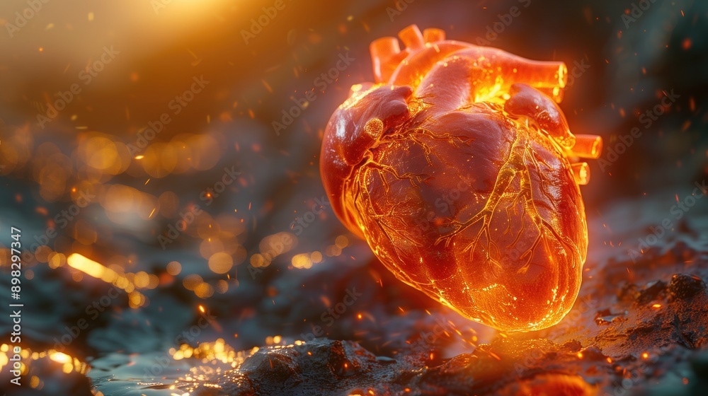 Heart Disease Visualized: A detailed 3D illustration of a human heart ...