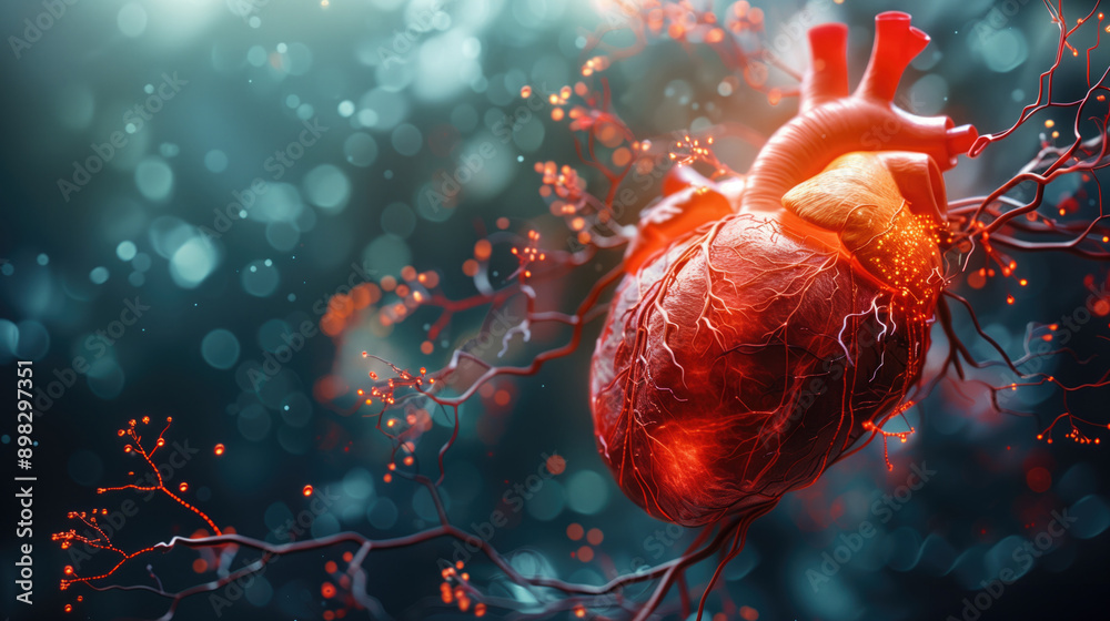 Heart Disease Visualized: A detailed 3D illustration of a human heart ...