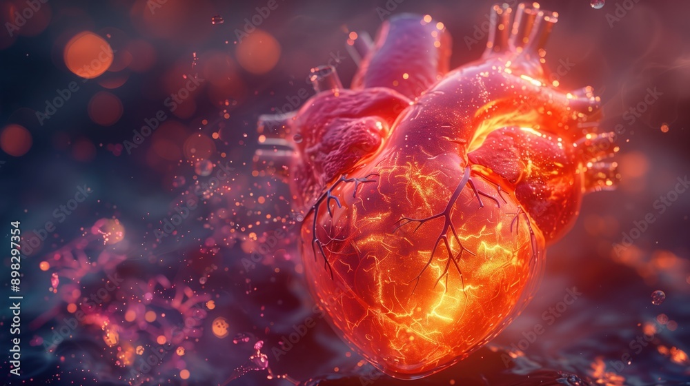Heart Disease Visualized: A detailed 3D illustration of a human heart ...