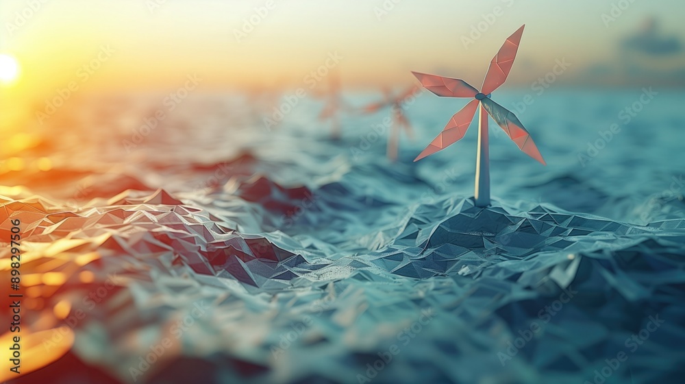 Offshore Wind Farm: Wind turbines positioned in the ocean ...