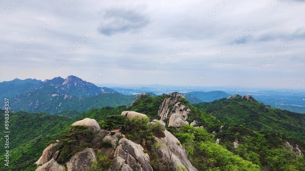 Image of summer scenery of Dobongsan Mountain near Seoul, Korea. Hiking ...