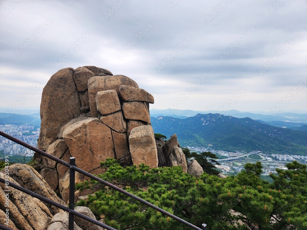 Image of summer scenery of Dobongsan Mountain near Seoul, Korea. Hiking ...