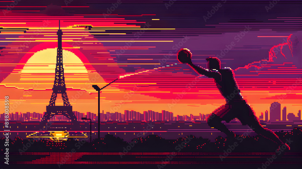 Pixel Art Discus Throw: Pixel art illustration of a discus thrower with ...