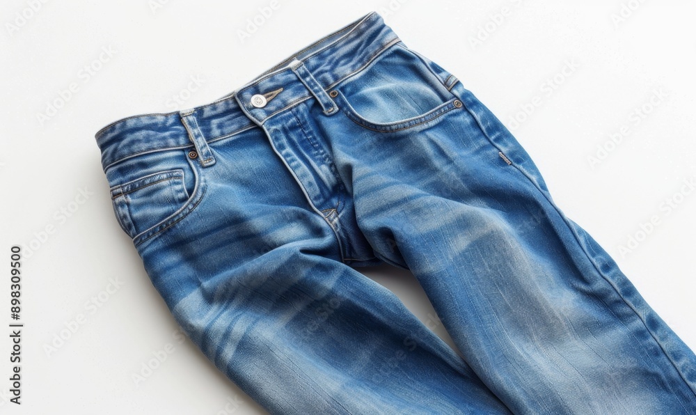 Hyper-Realistic 4K Wallpaper: Isolated Blue Denim Jeans on White ...
