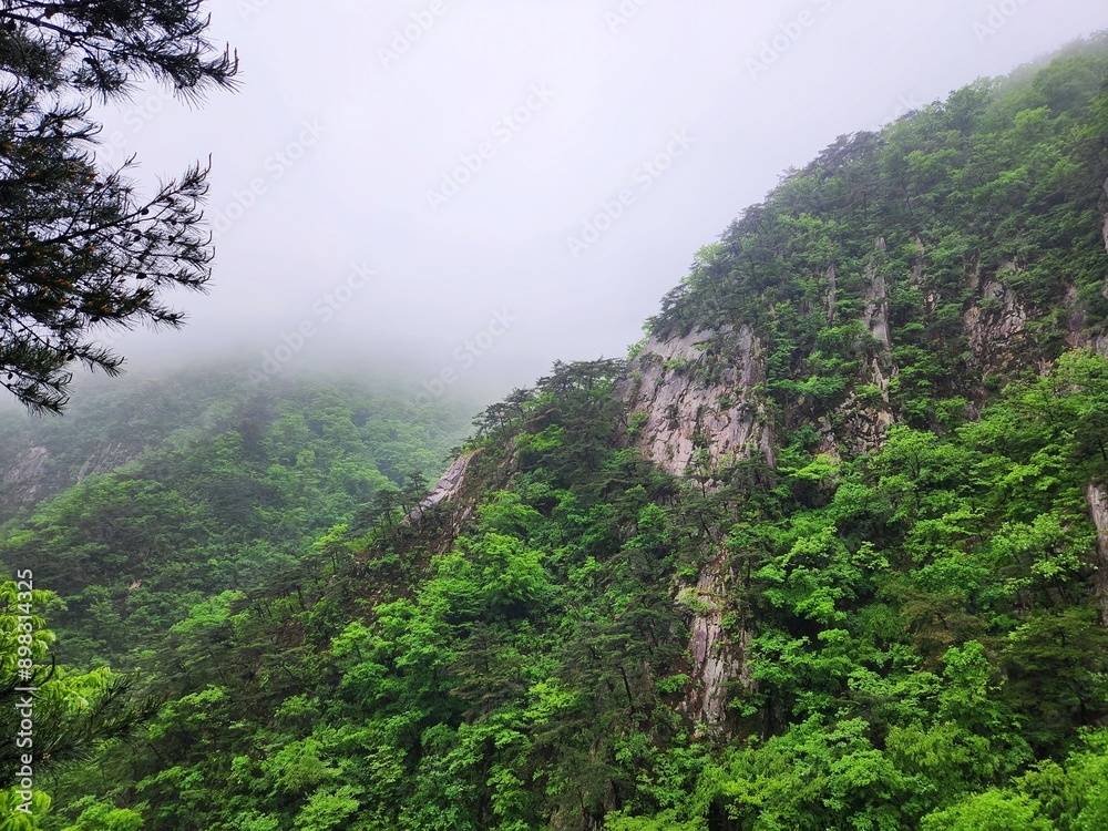 Aerial panorama view of Gyeryongsan mountain in Gohyeon city of South ...