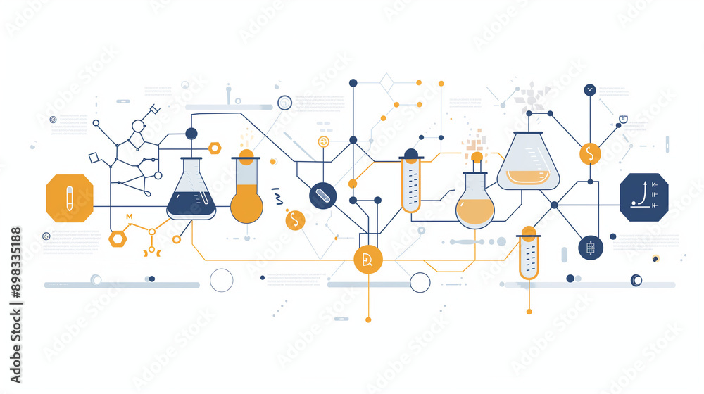Scientific experiment flow chart with a professional bioreactor setup ...