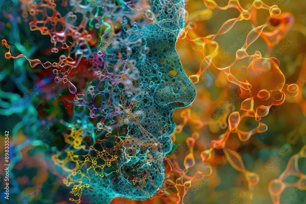 surreal digital artwork depicting a human mind composed of ...