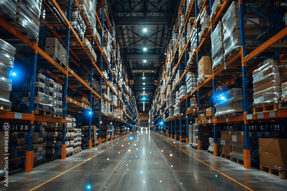 Illustrating a sophisticated warehouse setup, this image features ...