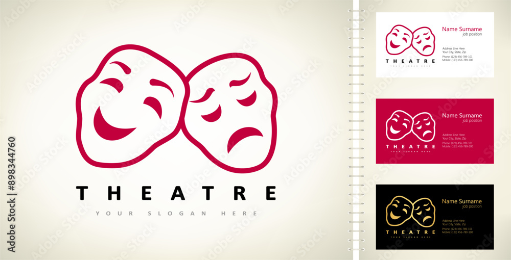 Theater masks logo vector. Theater and acting design Stock Vector ...