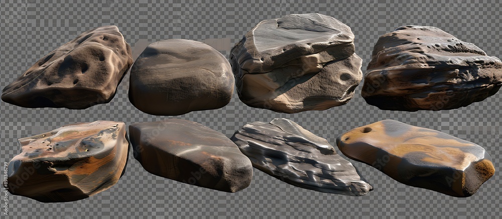 A realistic set of hard rock boulders with diverse surface patterns and ...