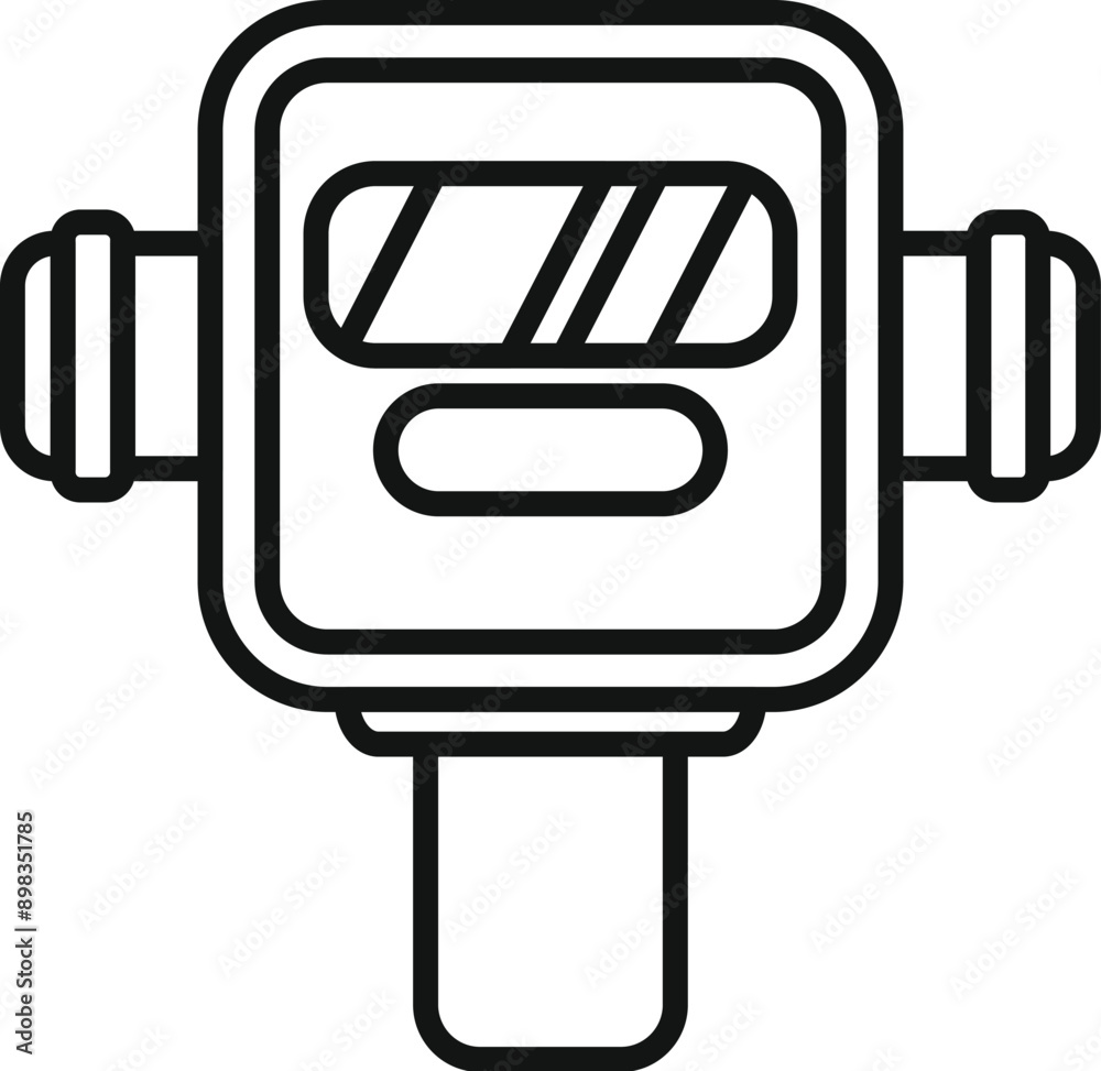 Line drawing of a water meter measuring device showing water ...
