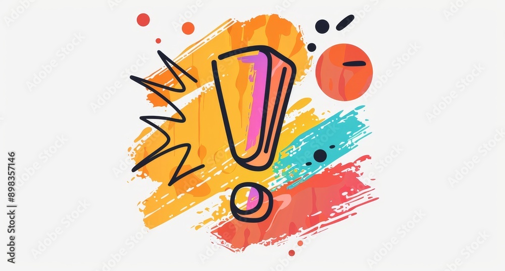 An exclamation mark continuous line drawing with a single point. A bold ...