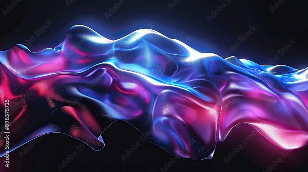 Bold holographic liquid blob shape isolated on black background ...