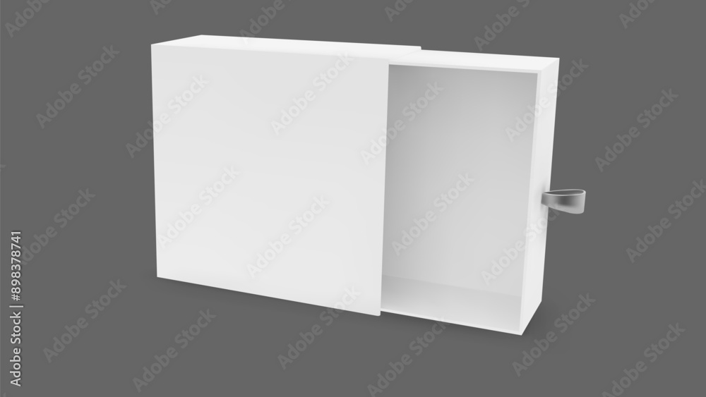 Gift slide box mockup. 3d white cardboard drawer mock up. Open paper ...
