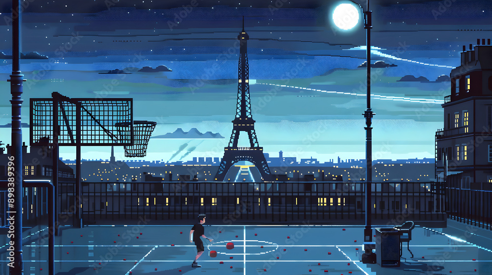 Pixel Art Handball: Pixel art illustration of a handball game with the ...