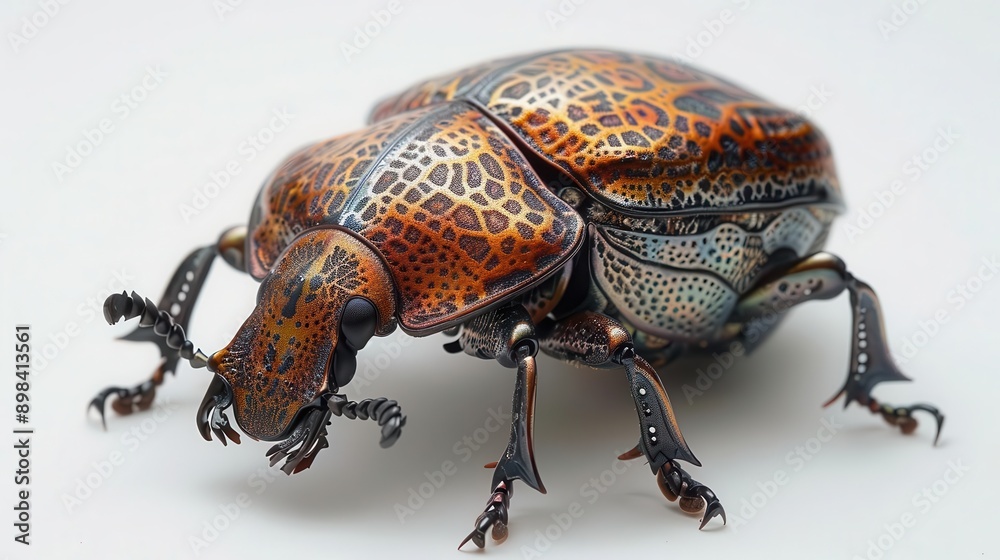 Extreme closeup of a beetles exoskeleton, highlighting the metallic ...
