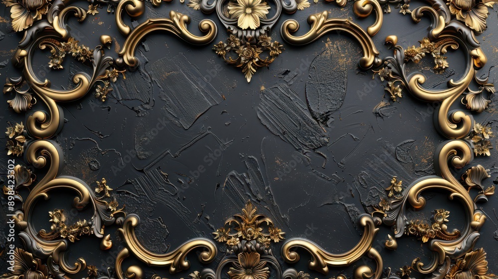 ornate gold baroque frame with intricate floral and scrollwork designs ...