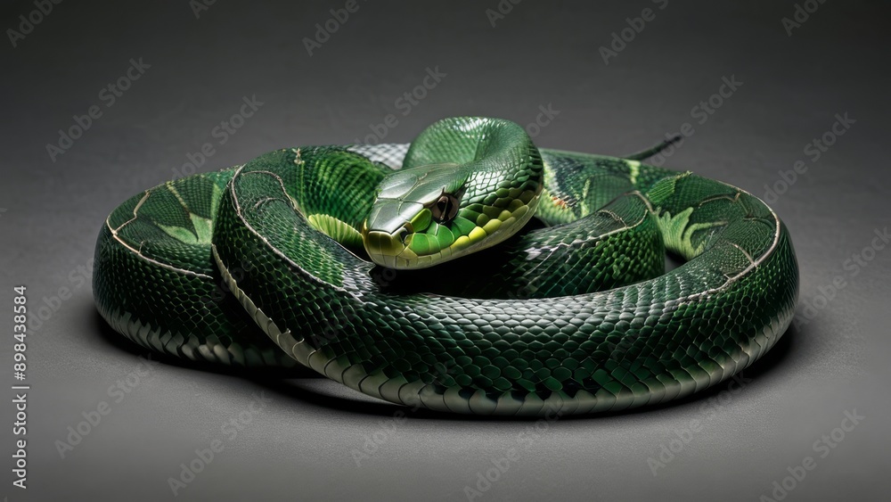 green snake gray background mockup. 2025 year Snake according to the ...