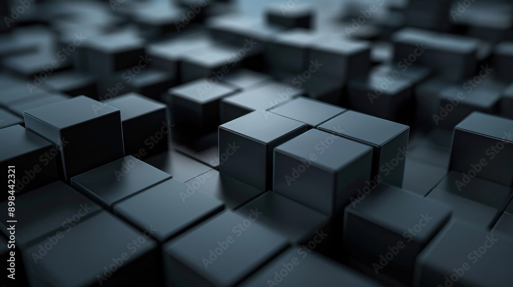 Isometric dark blocks creating a modern, abstract 3D background for ...