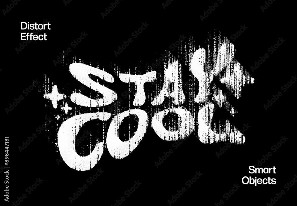 Distort Scan Text And Logo Effect Mockup Stock Template | Adobe Stock