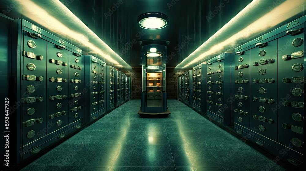 Bank deposit boxes for valuables. Bank vault view from the inside ...
