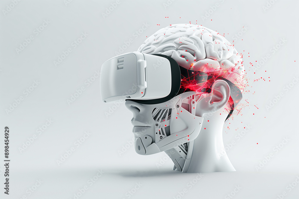 brain augmented reality integration with AI, artificial intelligence robot brain Stock ...