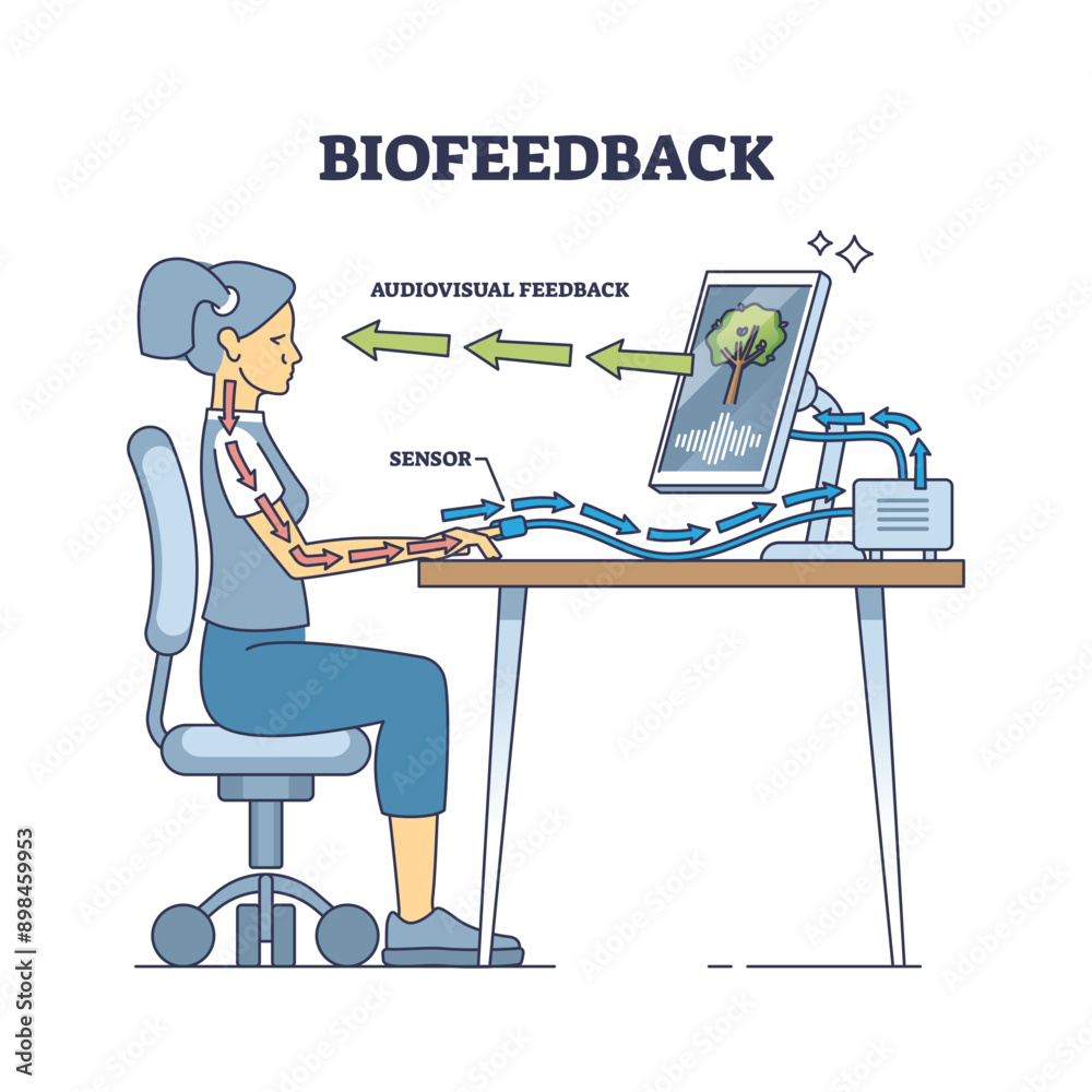 Biofeedback medical process for physiology function control outline ...