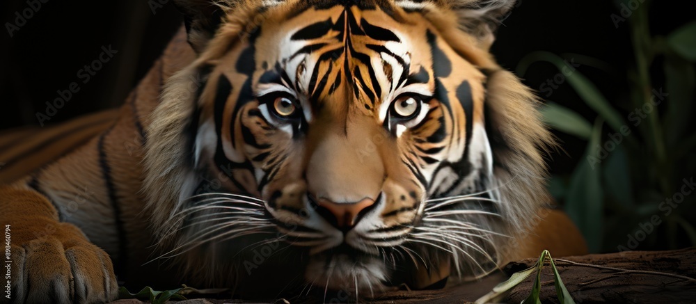 Tiger portrait and facing forward. Wild animals Stock Photo | Adobe Stock